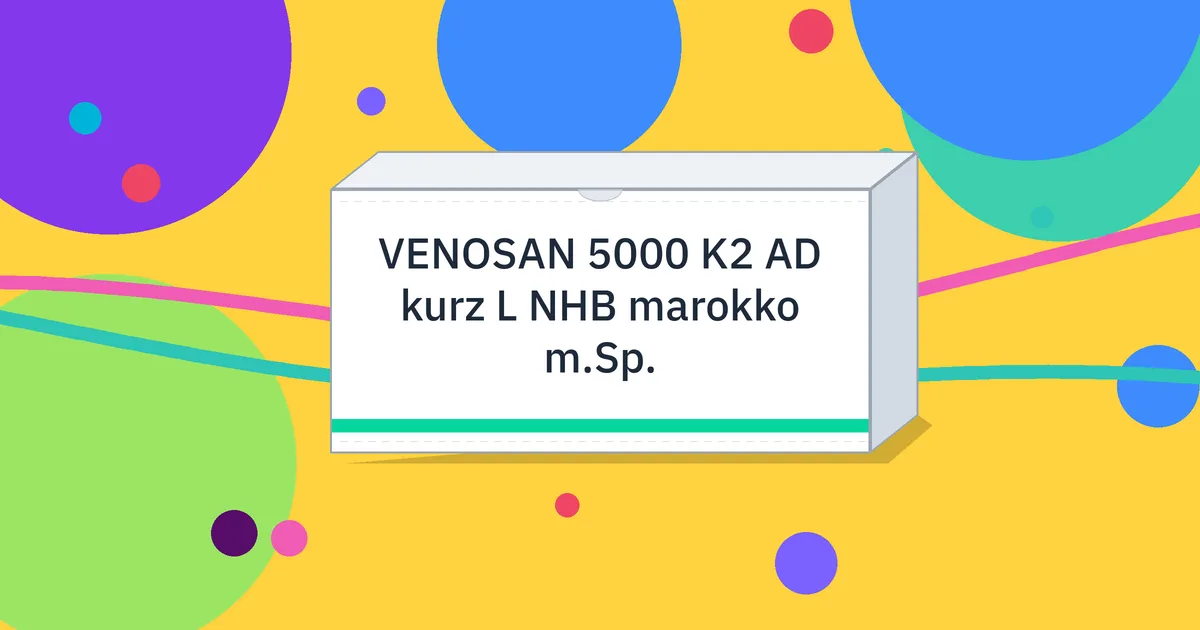 Symbolbild: Packung mit der Aufschrift VENOSAN 5000 K2 AD kurz L NHB marokko m.Sp. (PZN 14431896) – Verfügbarkeit und Bezug in Apotheken in Frankfurt am Main