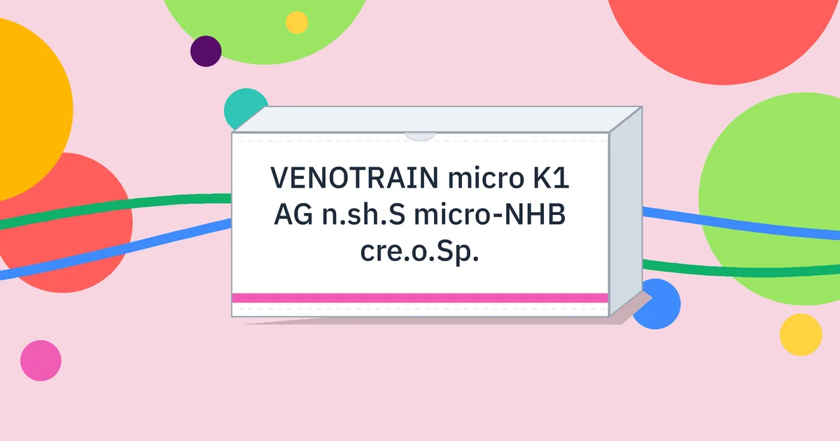 Symbolbild: Packung mit der Aufschrift VENOTRAIN micro K1 AG n.sh.S micro-NHB cre.o.Sp. (PZN 16062316) – Verfügbarkeit und Bezug in Apotheken in Frankfurt am Main