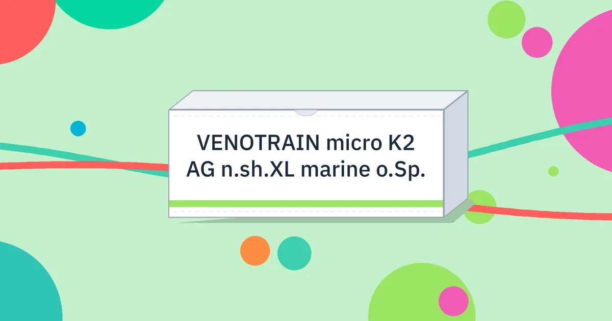 Symbolbild: Packung mit der Aufschrift VENOTRAIN micro K2 AG n.sh.XL marine o.Sp. (PZN 04369989) – Verfügbarkeit und Bezug in Apotheken in Frankfurt am Main