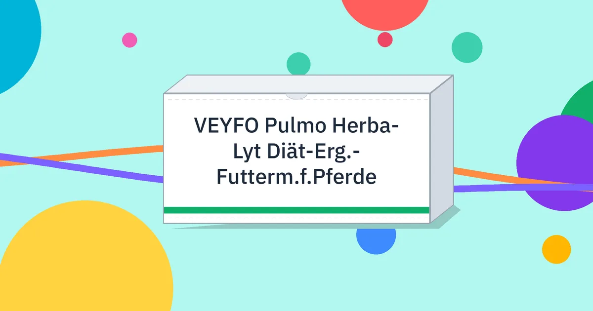 Symbolbild: Packung mit der Aufschrift VEYFO Pulmo Herba-Lyt Diät-Erg.-Futterm.f.Pferde (PZN 18378845) – Verfügbarkeit und Bezug in Apotheken in Frankfurt am Main