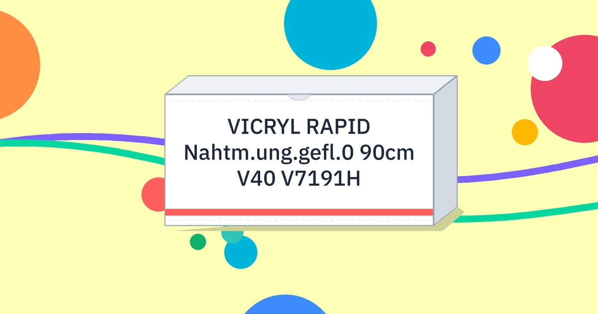Symbolbild: Packung mit der Aufschrift VICRYL RAPID Nahtm.ung.gefl.0 90cm V40 V7191H (PZN 20913808) – Verfügbarkeit und Bezug in Apotheken in Frankfurt am Main