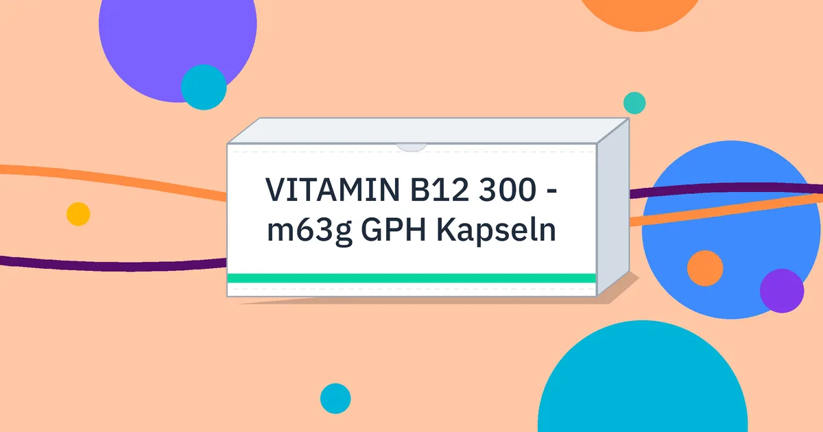 Symbolbild: Packung mit der Aufschrift VITAMIN B12 300 -m63g GPH Kapseln (PZN 13251034) – Verfügbarkeit und Bezug in Apotheken in Frankfurt am Main