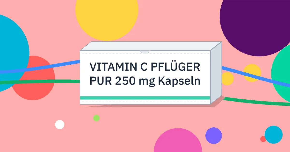 Symbolbild: Packung mit der Aufschrift VITAMIN C PFLÜGER PUR 250 mg Kapseln (PZN 19160835) – Verfügbarkeit und Bezug in Apotheken in Frankfurt am Main