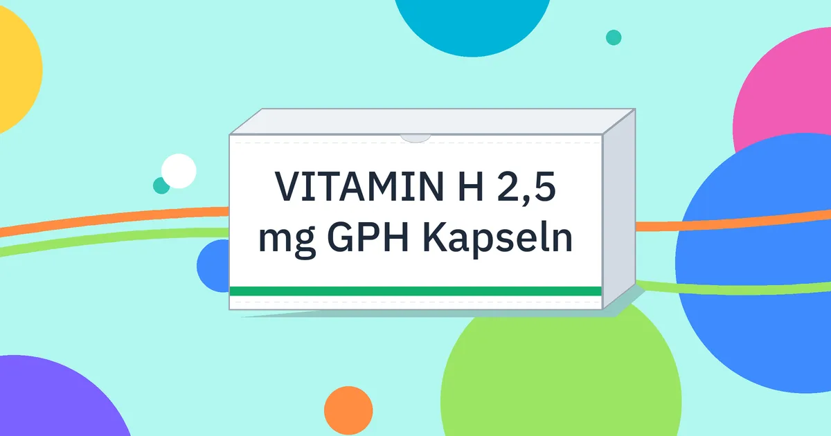 Symbolbild: Packung mit der Aufschrift VITAMIN H 2,5 mg GPH Kapseln (PZN 09786953) – Verfügbarkeit und Bezug in Apotheken in Frankfurt am Main