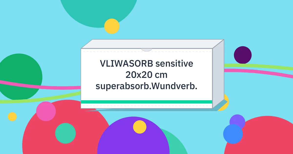 Symbolbild: Packung mit der Aufschrift VLIWASORB sensitive 20x20 cm superabsorb.Wundverb. (PZN 16876390) – Verfügbarkeit und Bezug in Apotheken in Frankfurt am Main