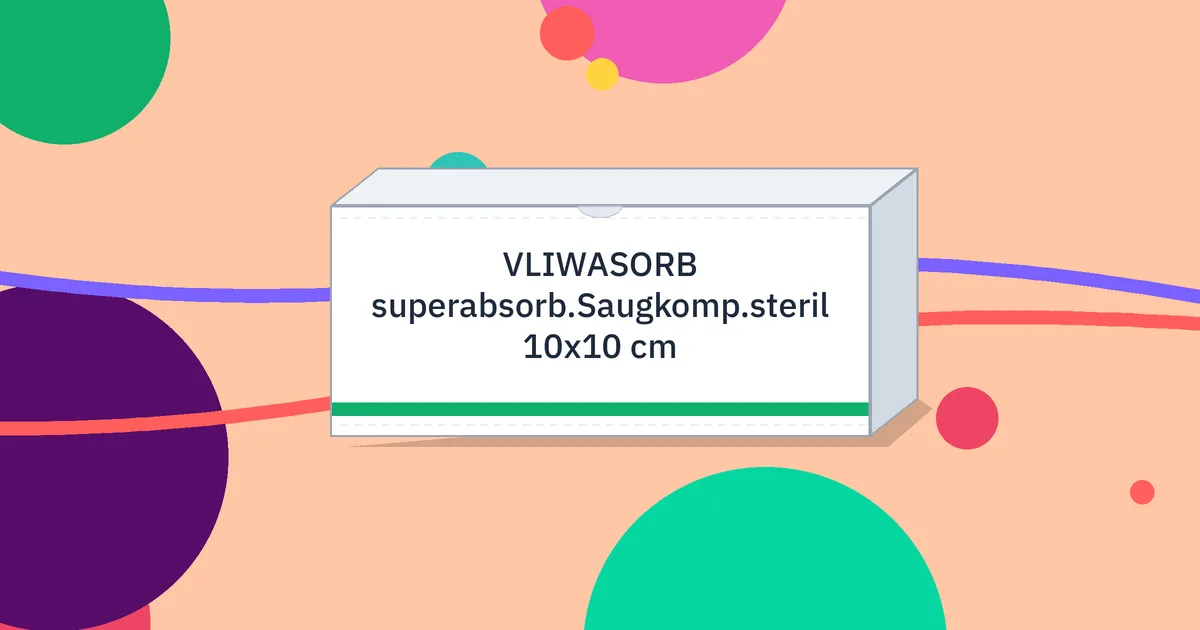 Symbolbild: Packung mit der Aufschrift VLIWASORB superabsorb.Saugkomp.steril 10x10 cm (PZN 19503809) – Verfügbarkeit und Bezug in Apotheken in Frankfurt am Main