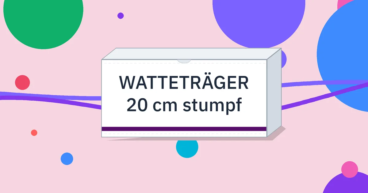 Symbolbild: Packung mit der Aufschrift WATTETRÄGER 20 cm stumpf (PZN 01740578) – Verfügbarkeit und Bezug in Apotheken in Frankfurt am Main