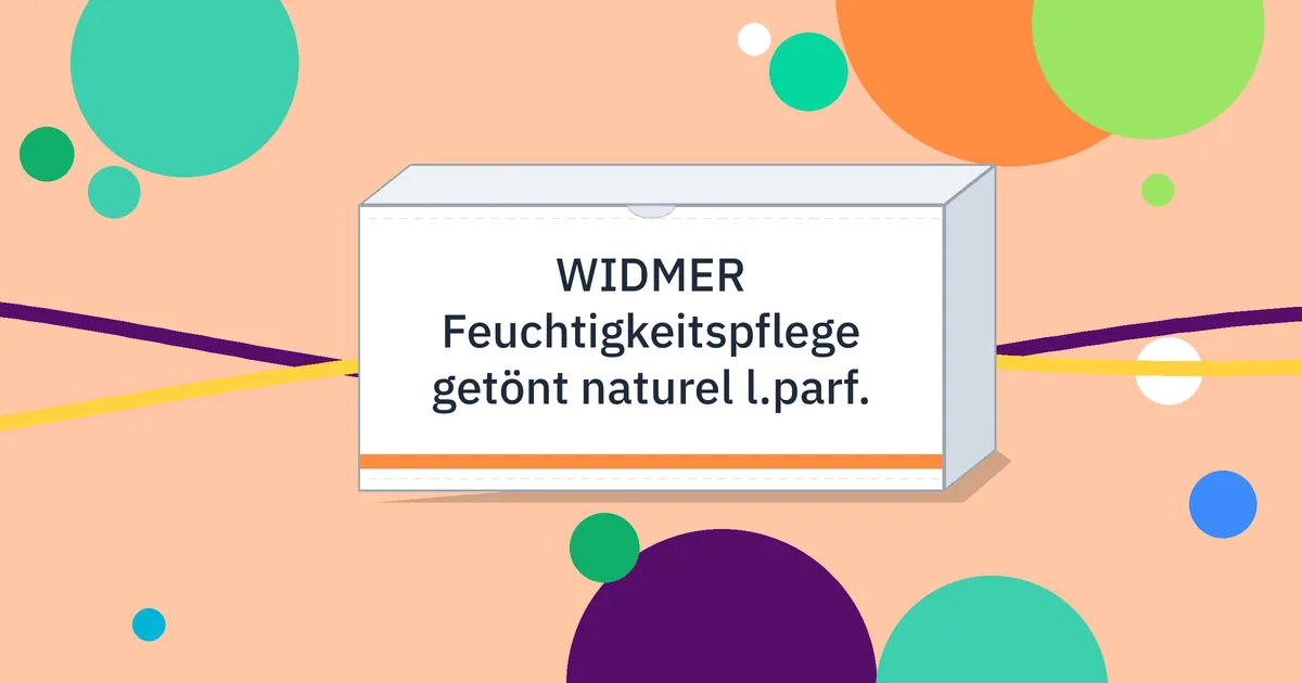 Symbolbild: Packung mit der Aufschrift WIDMER Feuchtigkeitspflege getönt naturel l.parf. (PZN 09921670) – Verfügbarkeit und Bezug in Apotheken in Frankfurt am Main