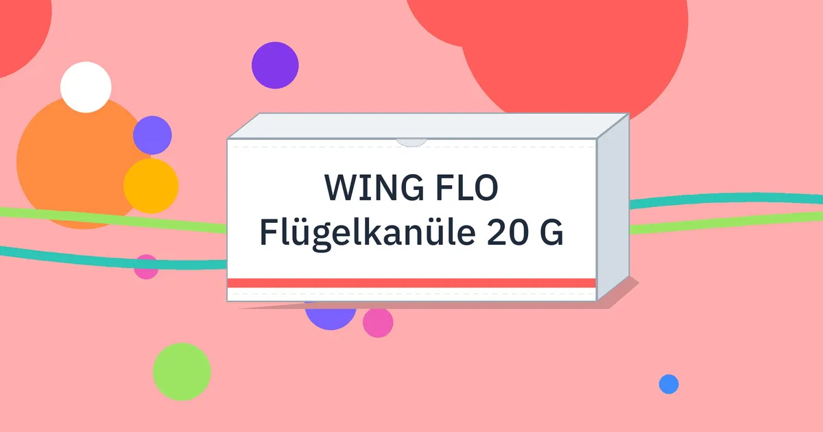 Symbolbild: Packung mit der Aufschrift WING FLO Flügelkanüle 20 G (PZN 01303636) – Verfügbarkeit und Bezug in Apotheken in Frankfurt am Main