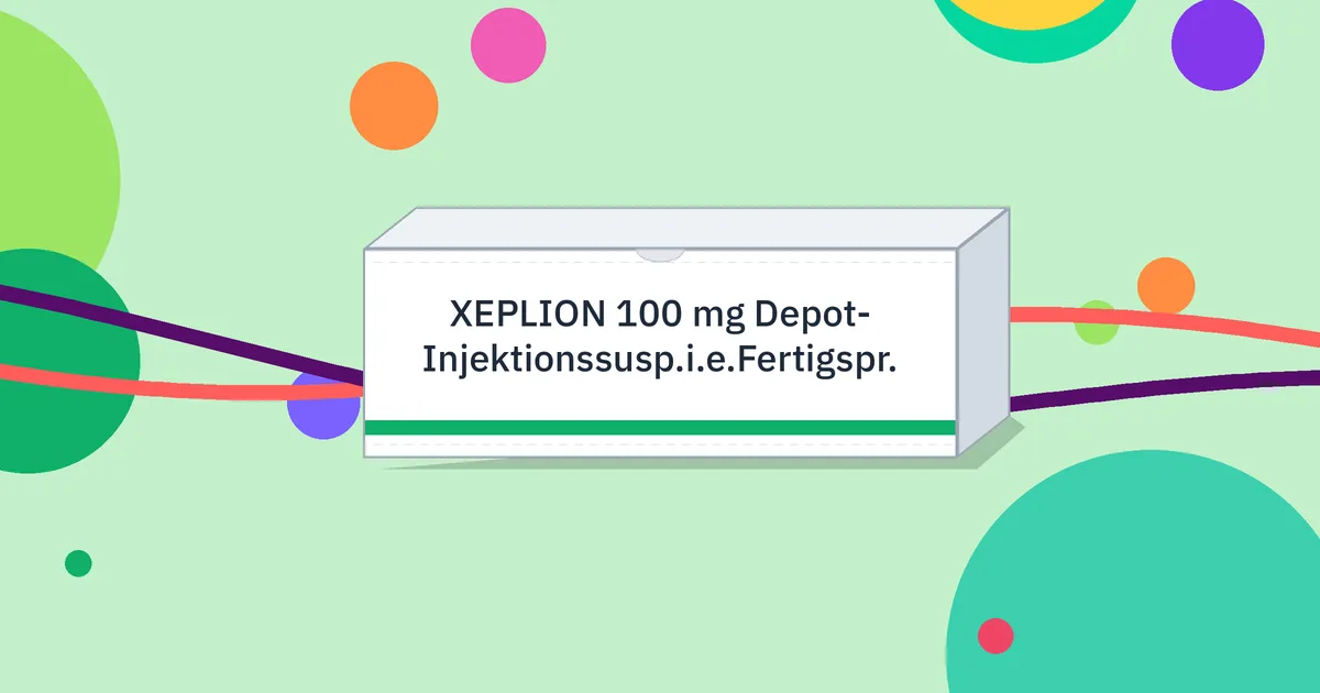Symbolbild: Packung mit der Aufschrift XEPLION 100 mg Depot-Injektionssusp.i.e.Fertigspr. (PZN 09482733) – Verfügbarkeit und Bezug in Apotheken in Frankfurt am Main