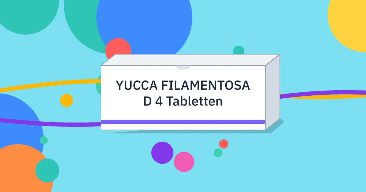 Symbolbild: Packung mit der Aufschrift YUCCA FILAMENTOSA D 4 Tabletten (PZN 00546609) – Verfügbarkeit und Bezug in Apotheken in Frankfurt am Main