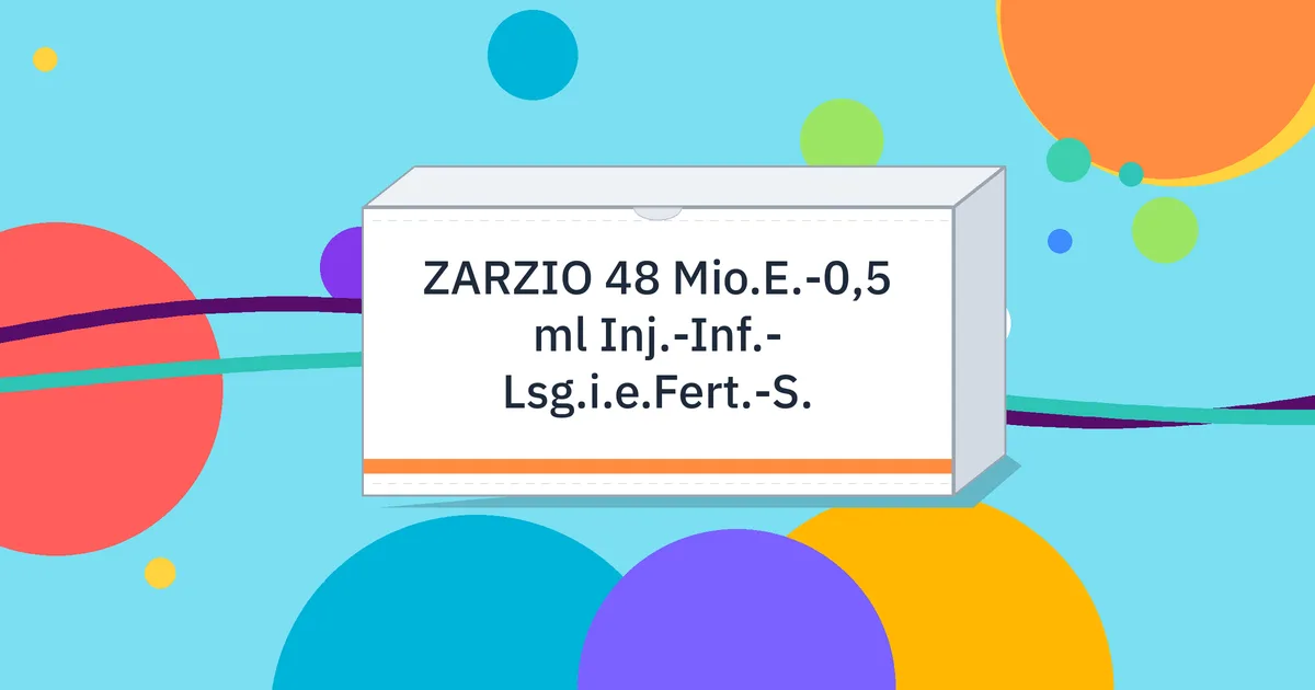 Symbolbild: Packung mit der Aufschrift ZARZIO 48 Mio.E.-0,5 ml Inj.-Inf.-Lsg.i.e.Fert.-S. (PZN 12566942) – Verfügbarkeit und Bezug in Apotheken in Frankfurt am Main