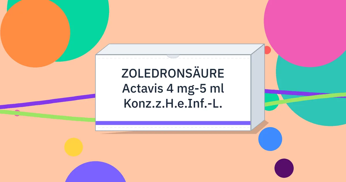 Symbolbild: Packung mit der Aufschrift ZOLEDRONSÄURE Actavis 4 mg-5 ml Konz.z.H.e.Inf.-L. (PZN 11684042) – Verfügbarkeit und Bezug in Apotheken in Frankfurt am Main