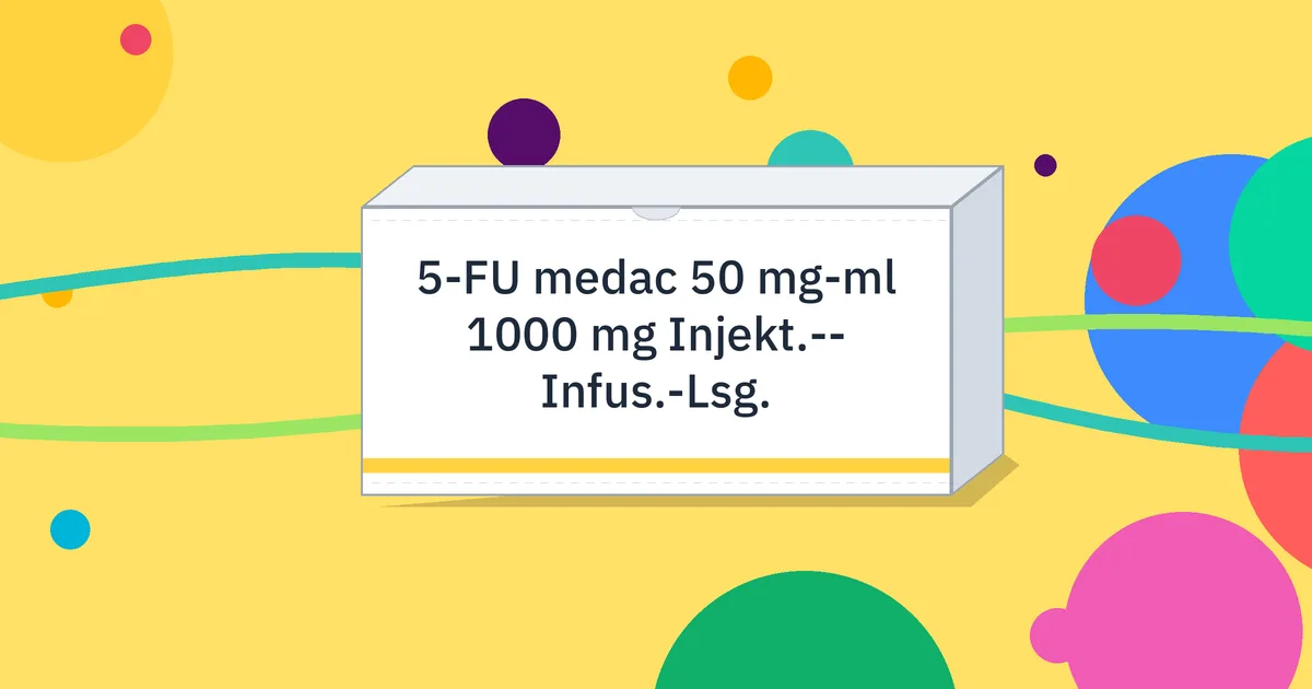Symbolbild: Packung mit der Aufschrift 5-FU medac 50 mg-ml 1000 mg Injekt.--Infus.-Lsg. (PZN 03728044) – Verfügbarkeit und Bezug in Apotheken in Frankfurt am Main