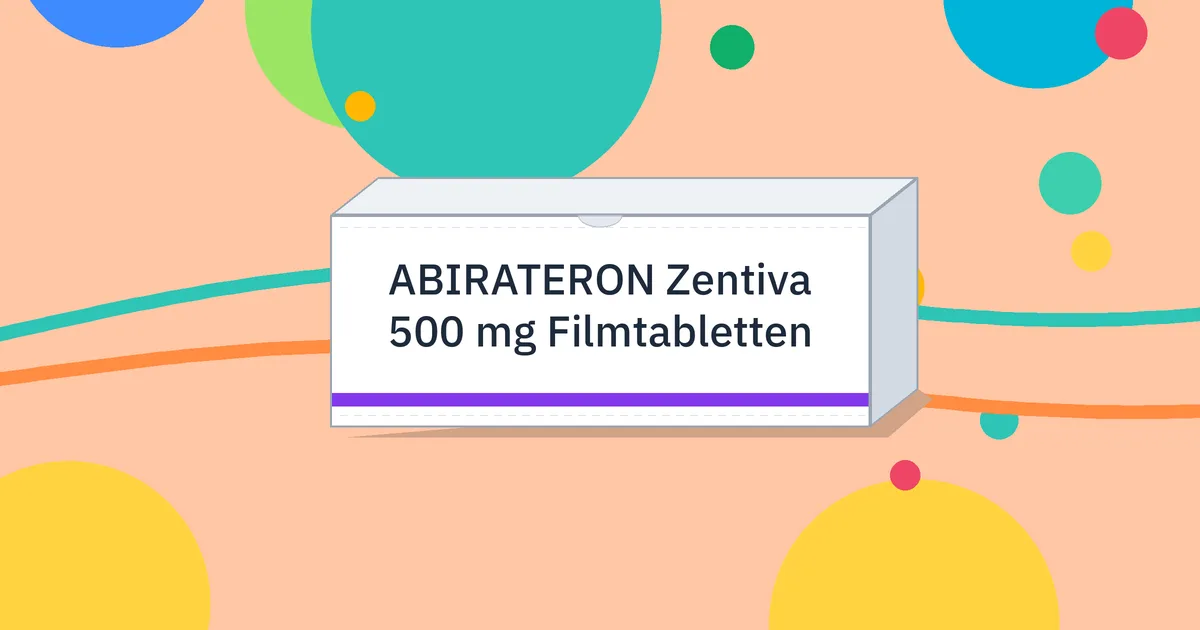 Symbolbild: Packung mit der Aufschrift ABIRATERON Zentiva 500 mg Filmtabletten (PZN 20319301) – Verfügbarkeit und Bezug in Apotheken in Frankfurt am Main