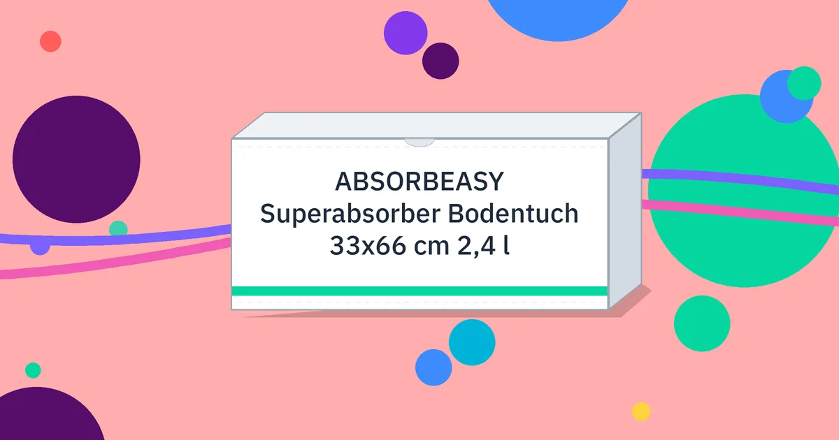 Symbolbild: Packung mit der Aufschrift ABSORBEASY Superabsorber Bodentuch 33x66 cm 2,4 l (PZN 14386397) – Verfügbarkeit und Bezug in Apotheken in Frankfurt am Main