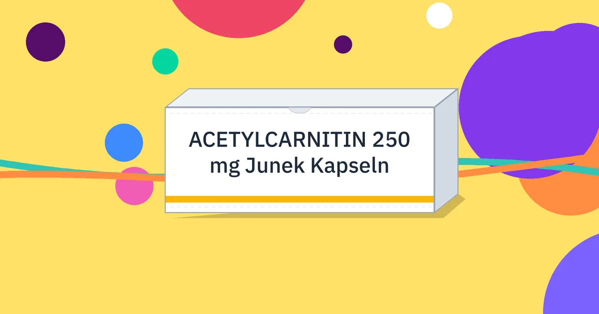 Symbolbild: Packung mit der Aufschrift ACETYLCARNITIN 250 mg Junek Kapseln (PZN 01089048) – Verfügbarkeit und Bezug in Apotheken in Frankfurt am Main
