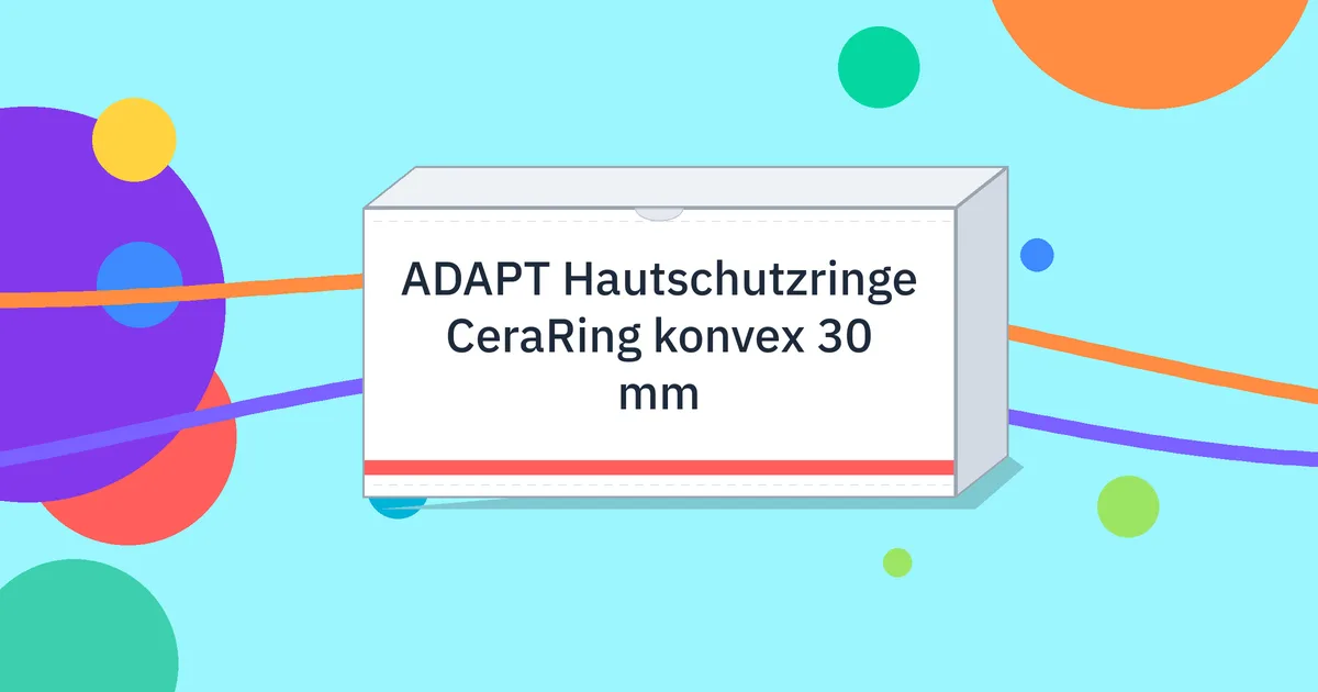 Symbolbild: Packung mit der Aufschrift ADAPT Hautschutzringe CeraRing konvex 30 mm (PZN 12733311) – Verfügbarkeit und Bezug in Apotheken in Frankfurt am Main