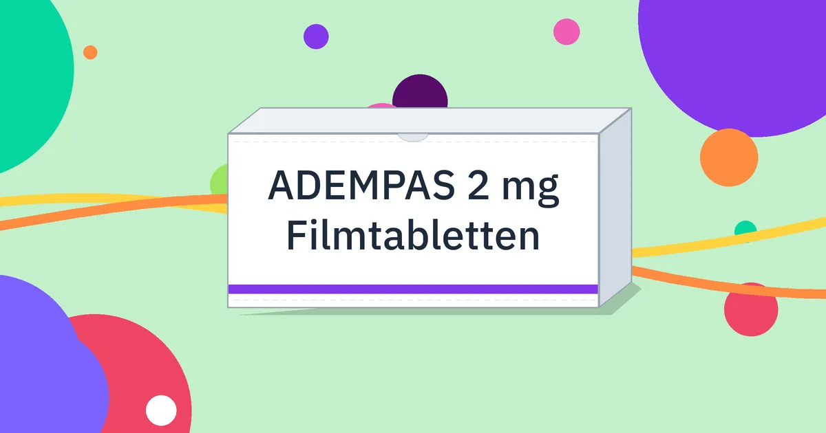 Symbolbild: Packung mit der Aufschrift ADEMPAS 2 mg Filmtabletten (PZN 10002891) – Verfügbarkeit und Bezug in Apotheken in Frankfurt am Main