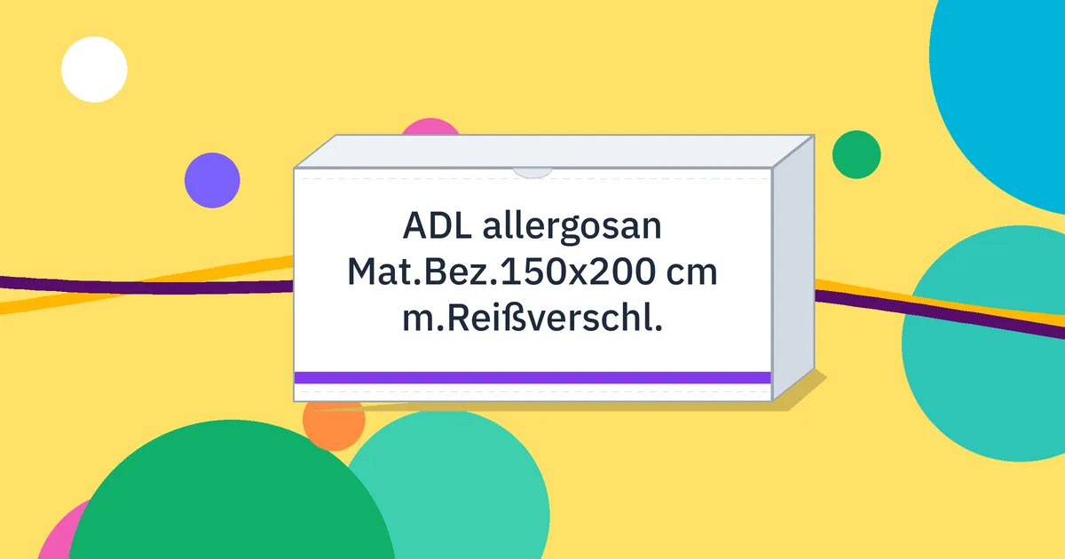 Symbolbild: Packung mit der Aufschrift ADL allergosan Mat.Bez.150x200 cm m.Reißverschl. (PZN 08858515) – Verfügbarkeit und Bezug in Apotheken in Frankfurt am Main