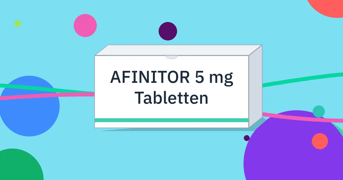 Symbolbild: Packung mit der Aufschrift AFINITOR 5 mg Tabletten (PZN 07776867) – Verfügbarkeit und Bezug in Apotheken in Frankfurt am Main