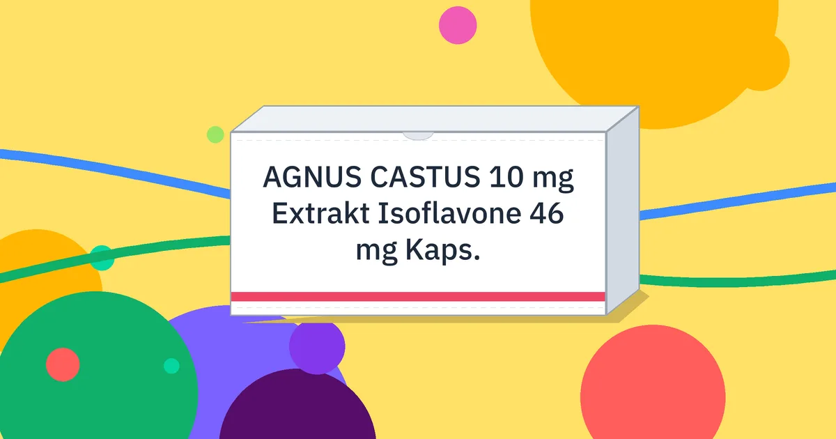 Symbolbild: Packung mit der Aufschrift AGNUS CASTUS 10 mg Extrakt Isoflavone 46 mg Kaps. (PZN 16243012) – Verfügbarkeit und Bezug in Apotheken in Frankfurt am Main