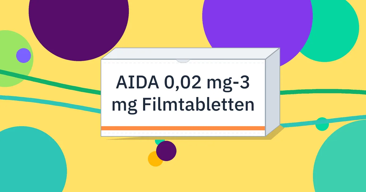 Symbolbild: Packung mit der Aufschrift AIDA 0,02 mg-3 mg Filmtabletten (PZN 01036773) – Verfügbarkeit und Bezug in Apotheken in Frankfurt am Main