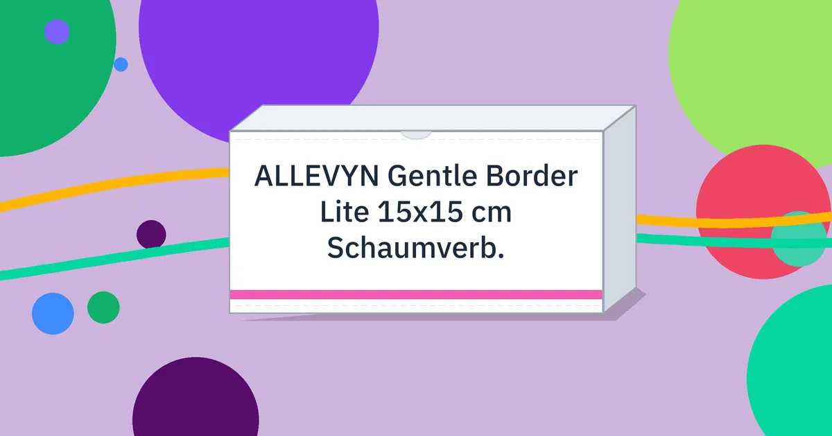 Symbolbild: Packung mit der Aufschrift ALLEVYN Gentle Border Lite 15x15 cm Schaumverb. (PZN 06586722) – Verfügbarkeit und Bezug in Apotheken in Frankfurt am Main