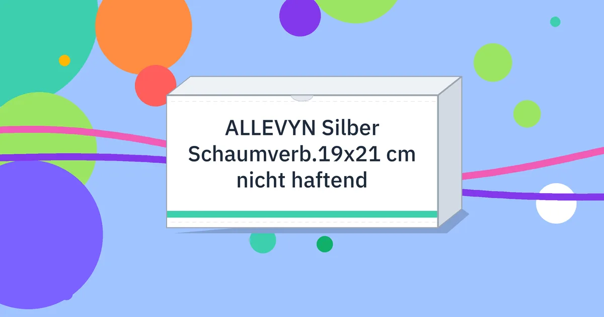 Symbolbild: Packung mit der Aufschrift ALLEVYN Silber Schaumverb.19x21 cm nicht haftend (PZN 16515663) – Verfügbarkeit und Bezug in Apotheken in Frankfurt am Main