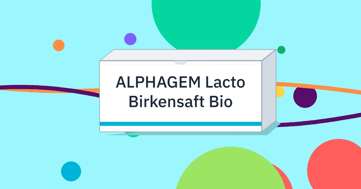 Symbolbild: Packung mit der Aufschrift ALPHAGEM Lacto Birkensaft Bio (PZN 20298409) – Verfügbarkeit und Bezug in Apotheken in Frankfurt am Main