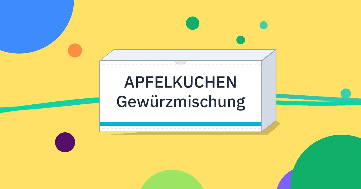 Symbolbild: Packung mit der Aufschrift APFELKUCHEN Gewürzmischung (PZN 10982292) – Verfügbarkeit und Bezug in Apotheken in Frankfurt am Main