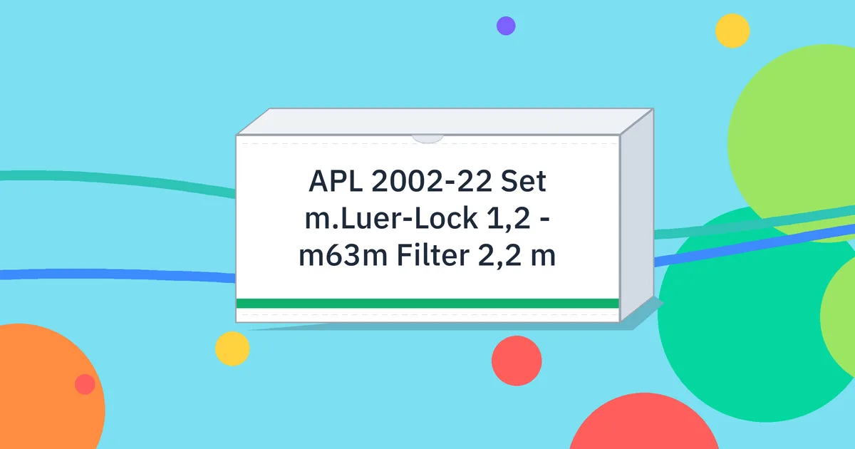 Symbolbild: Packung mit der Aufschrift APL 2002-22 Set m.Luer-Lock 1,2 -m63m Filter 2,2 m (PZN 09043301) – Verfügbarkeit und Bezug in Apotheken in Frankfurt am Main