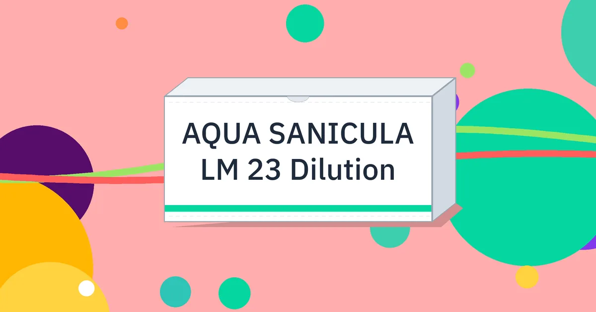 Symbolbild: Packung mit der Aufschrift AQUA SANICULA LM 23 Dilution (PZN 13382196) – Verfügbarkeit und Bezug in Apotheken in Frankfurt am Main