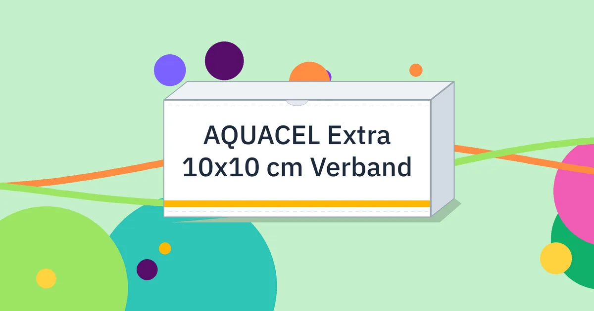 Symbolbild: Packung mit der Aufschrift AQUACEL Extra 10x10 cm Verband (PZN 09078848) – Verfügbarkeit und Bezug in Apotheken in Frankfurt am Main