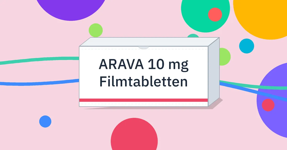 Symbolbild: Packung mit der Aufschrift ARAVA 10 mg Filmtabletten (PZN 07714949) – Verfügbarkeit und Bezug in Apotheken in Frankfurt am Main