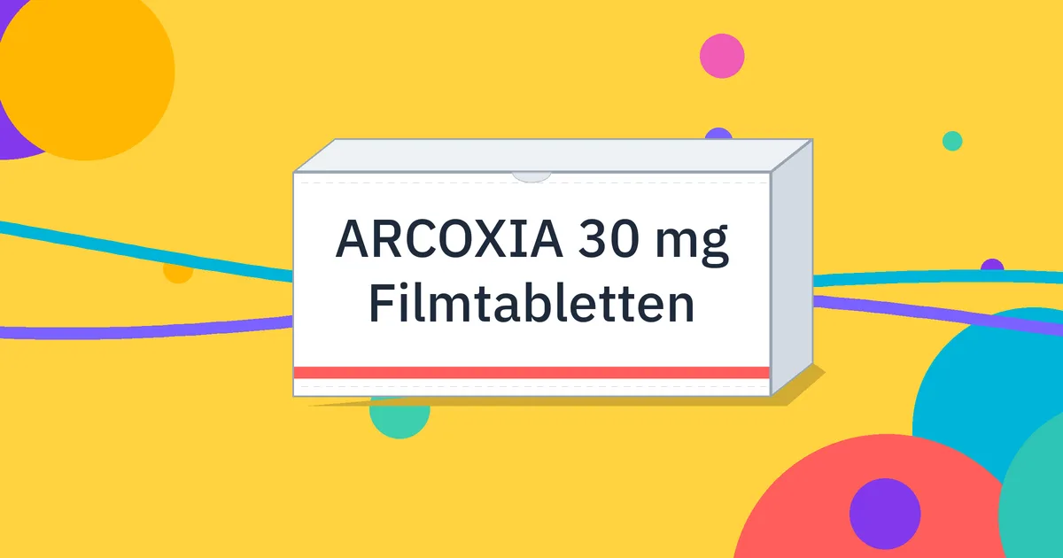Symbolbild: Packung mit der Aufschrift ARCOXIA 30 mg Filmtabletten (PZN 19284856) – Verfügbarkeit und Bezug in Apotheken in Frankfurt am Main
