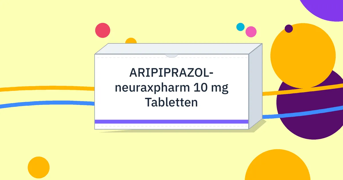 Symbolbild: Packung mit der Aufschrift ARIPIPRAZOL-neuraxpharm 10 mg Tabletten (PZN 10736274) – Verfügbarkeit und Bezug in Apotheken in Frankfurt am Main