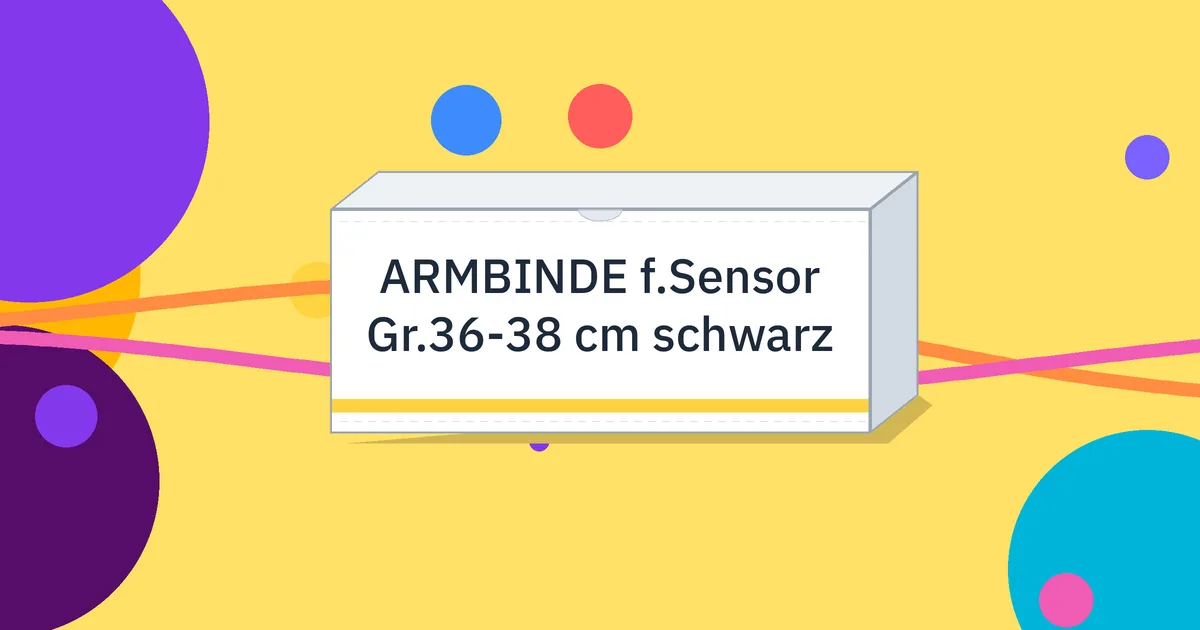 Symbolbild: Packung mit der Aufschrift ARMBINDE f.Sensor Gr.36-38 cm schwarz (PZN 12461433) – Verfügbarkeit und Bezug in Apotheken in Frankfurt am Main
