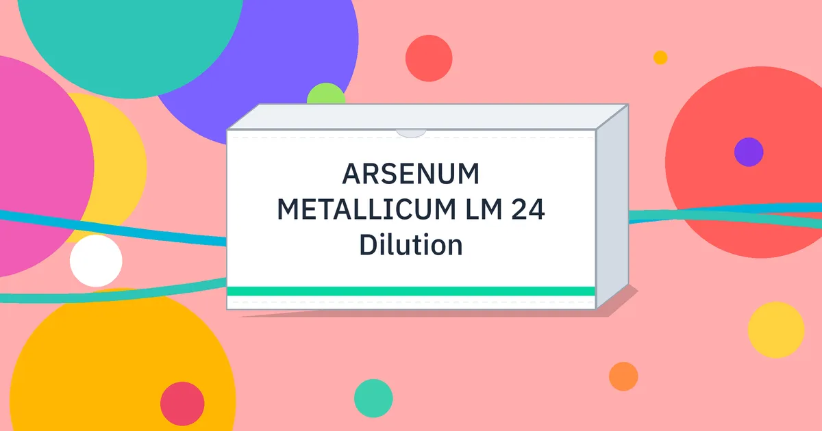 Symbolbild: Packung mit der Aufschrift ARSENUM METALLICUM LM 24 Dilution (PZN 12779460) – Verfügbarkeit und Bezug in Apotheken in Frankfurt am Main