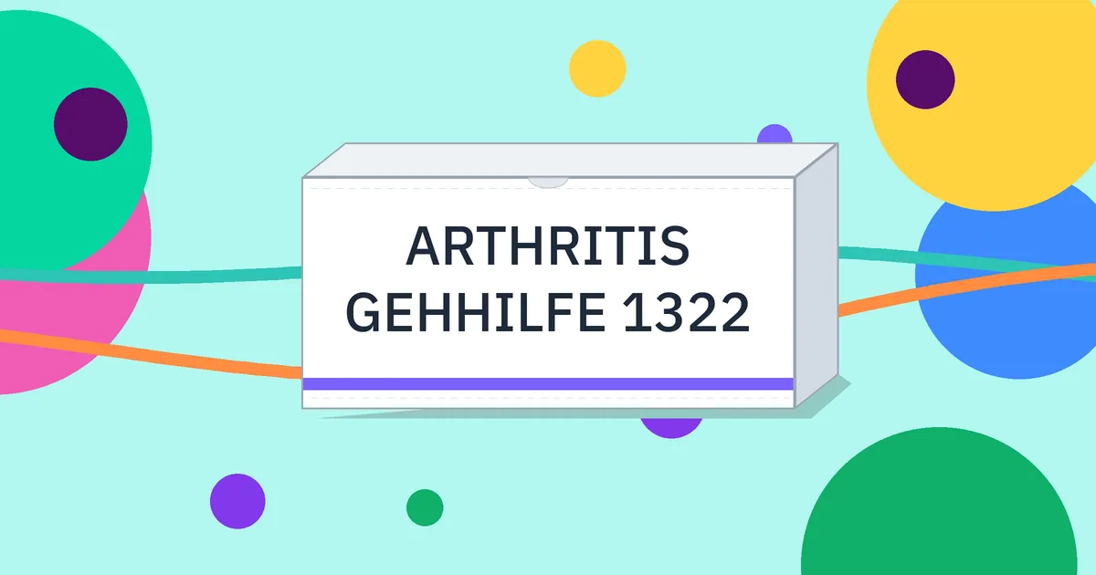 Symbolbild: Packung mit der Aufschrift ARTHRITIS GEHHILFE 1322 (PZN 07362812) – Verfügbarkeit und Bezug in Apotheken in Frankfurt am Main
