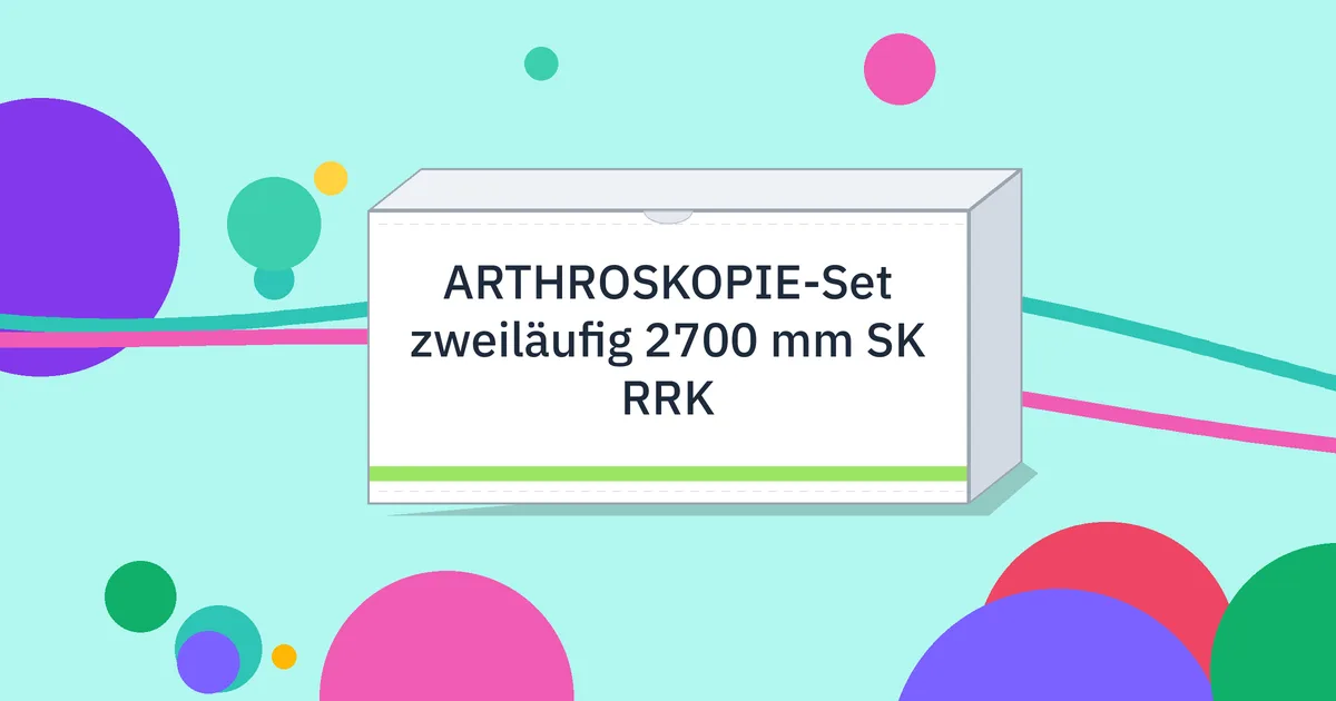 Symbolbild: Packung mit der Aufschrift ARTHROSKOPIE-Set zweiläufig 2700 mm SK RRK (PZN 17487638) – Verfügbarkeit und Bezug in Apotheken in Frankfurt am Main