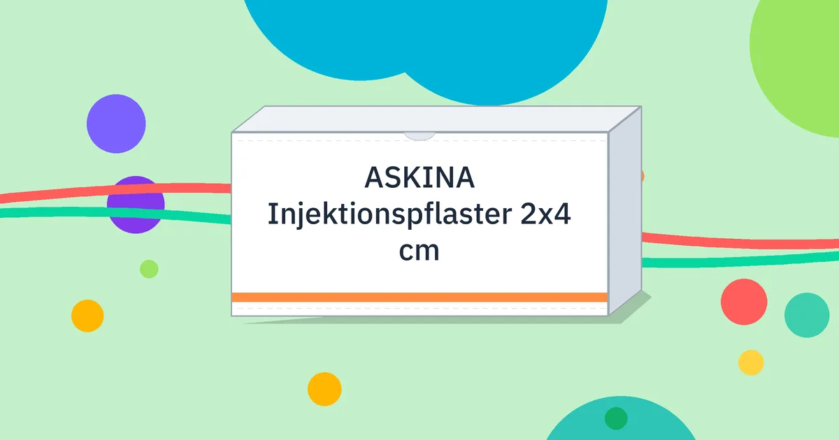 Symbolbild: Packung mit der Aufschrift ASKINA Injektionspflaster 2x4 cm (PZN 12735480) – Verfügbarkeit und Bezug in Apotheken in Frankfurt am Main
