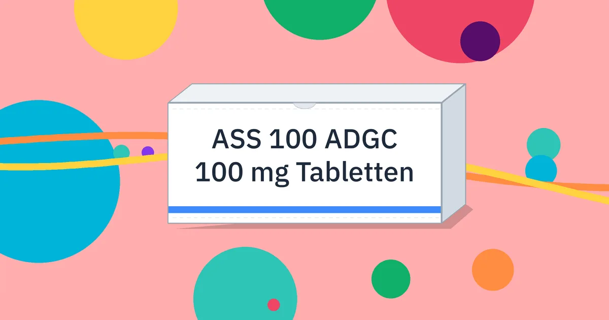 Symbolbild: Packung mit der Aufschrift ASS 100 ADGC 100 mg Tabletten (PZN 19430915) – Verfügbarkeit und Bezug in Apotheken in Frankfurt am Main