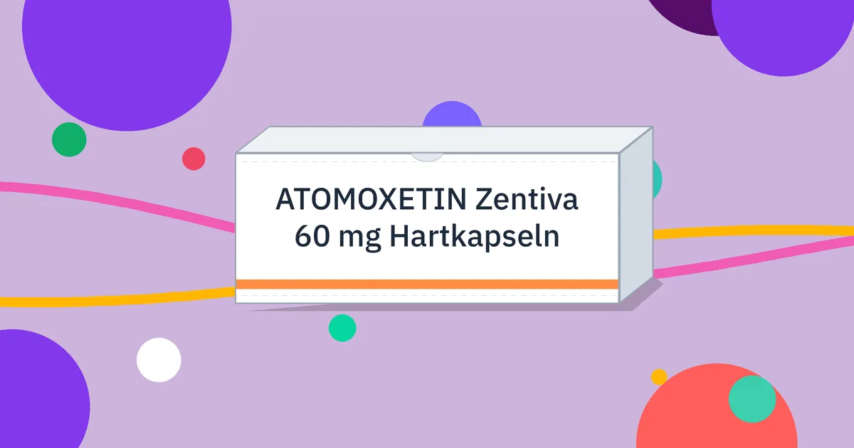 Symbolbild: Packung mit der Aufschrift ATOMOXETIN Zentiva 60 mg Hartkapseln (PZN 19433084) – Verfügbarkeit und Bezug in Apotheken in Frankfurt am Main