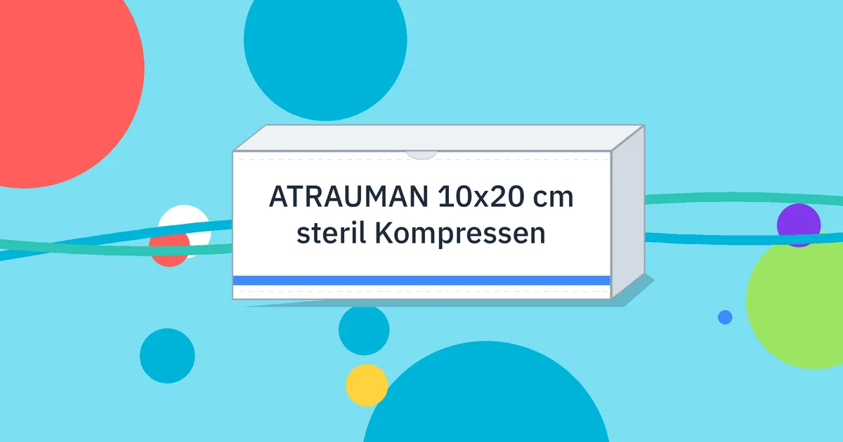 Symbolbild: Packung mit der Aufschrift ATRAUMAN 10x20 cm steril Kompressen (PZN 12892446) – Verfügbarkeit und Bezug in Apotheken in Frankfurt am Main