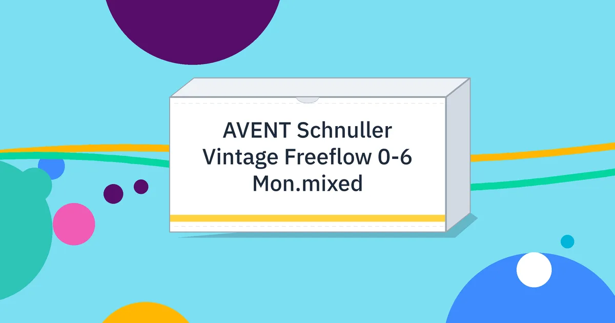 Symbolbild: Packung mit der Aufschrift AVENT Schnuller Vintage Freeflow 0-6 Mon.mixed (PZN 11380968) – Verfügbarkeit und Bezug in Apotheken in Frankfurt am Main