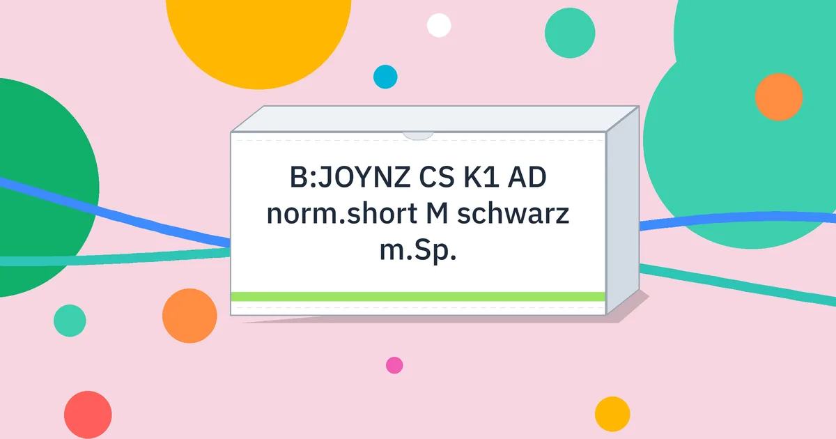 Symbolbild: Packung mit der Aufschrift B:JOYNZ CS K1 AD norm.short M schwarz m.Sp. (PZN 20524544) – Verfügbarkeit und Bezug in Apotheken in Frankfurt am Main