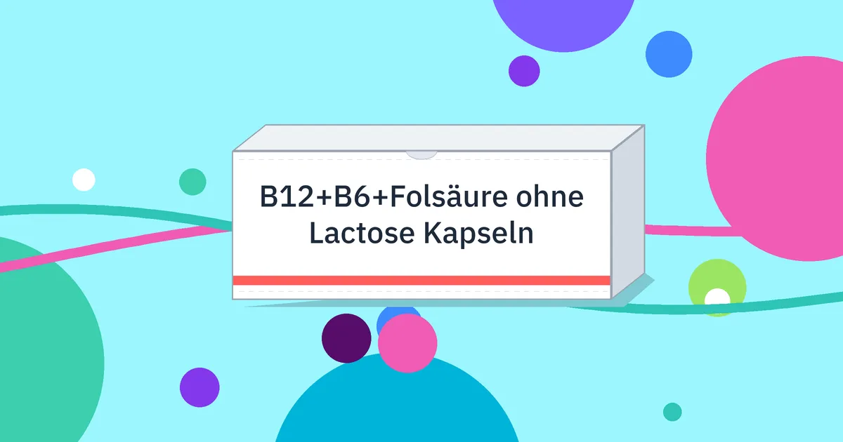 Symbolbild: Packung mit der Aufschrift B12+B6+Folsäure ohne Lactose Kapseln (PZN 05388902) – Verfügbarkeit und Bezug in Apotheken in Frankfurt am Main