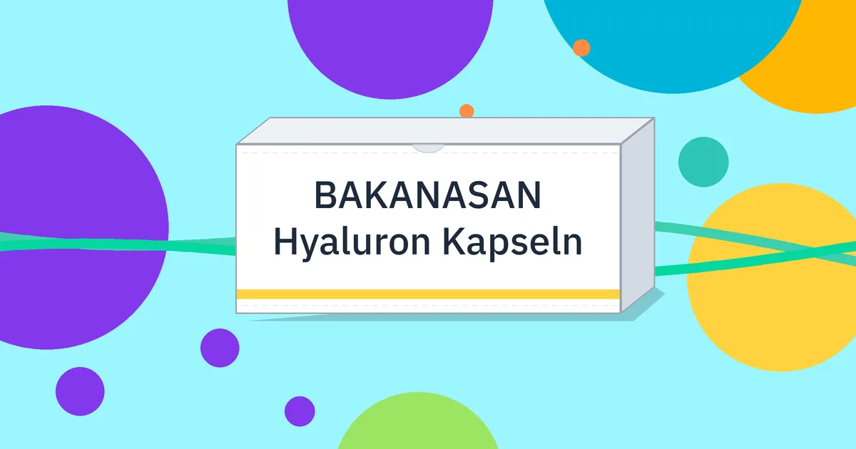 Symbolbild: Packung mit der Aufschrift BAKANASAN Hyaluron Kapseln (PZN 16161739) – Verfügbarkeit und Bezug in Apotheken in Frankfurt am Main