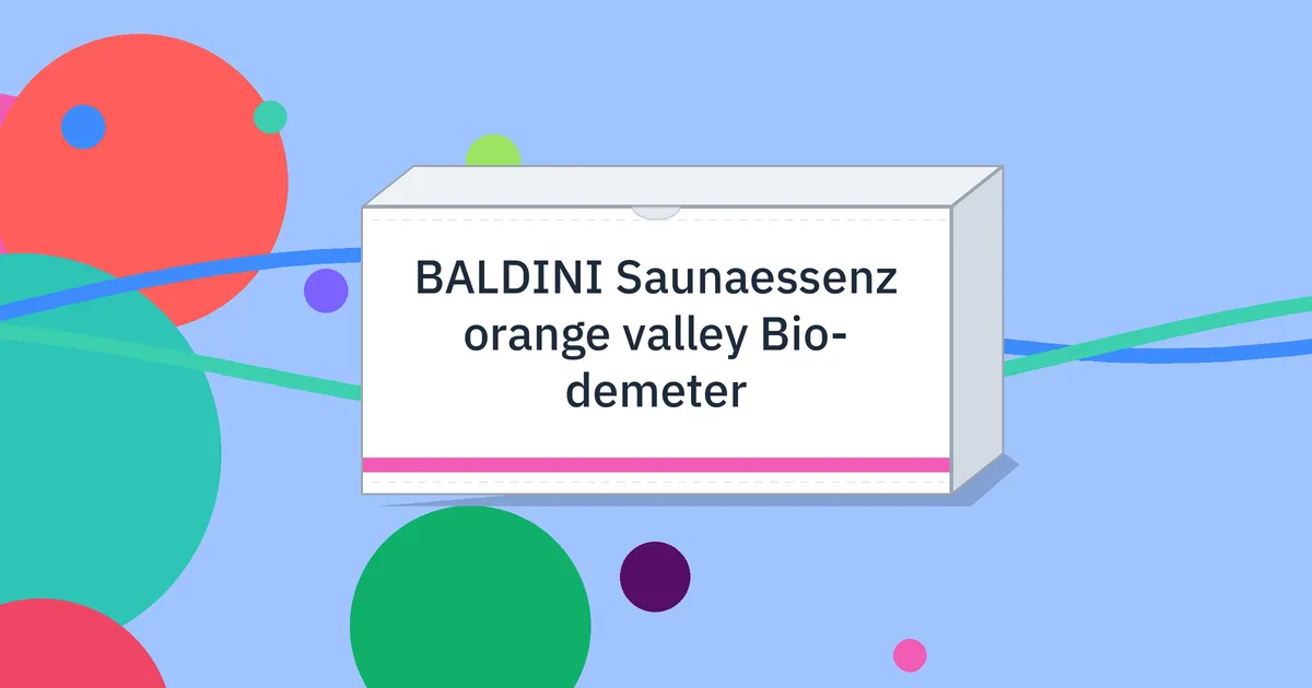 Symbolbild: Packung mit der Aufschrift BALDINI Saunaessenz orange valley Bio-demeter (PZN 14239437) – Verfügbarkeit und Bezug in Apotheken in Frankfurt am Main